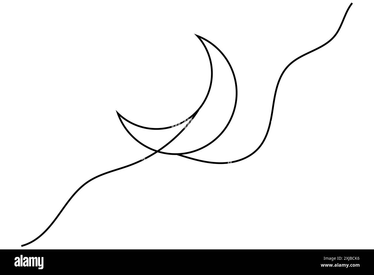 Moon continuous one line drawing of moon outline vector icon Stock ...