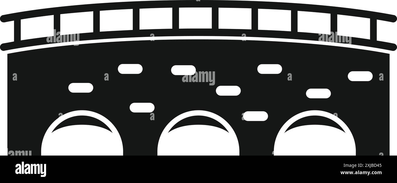 Simple icon of bridge with arches connecting river banks for ...