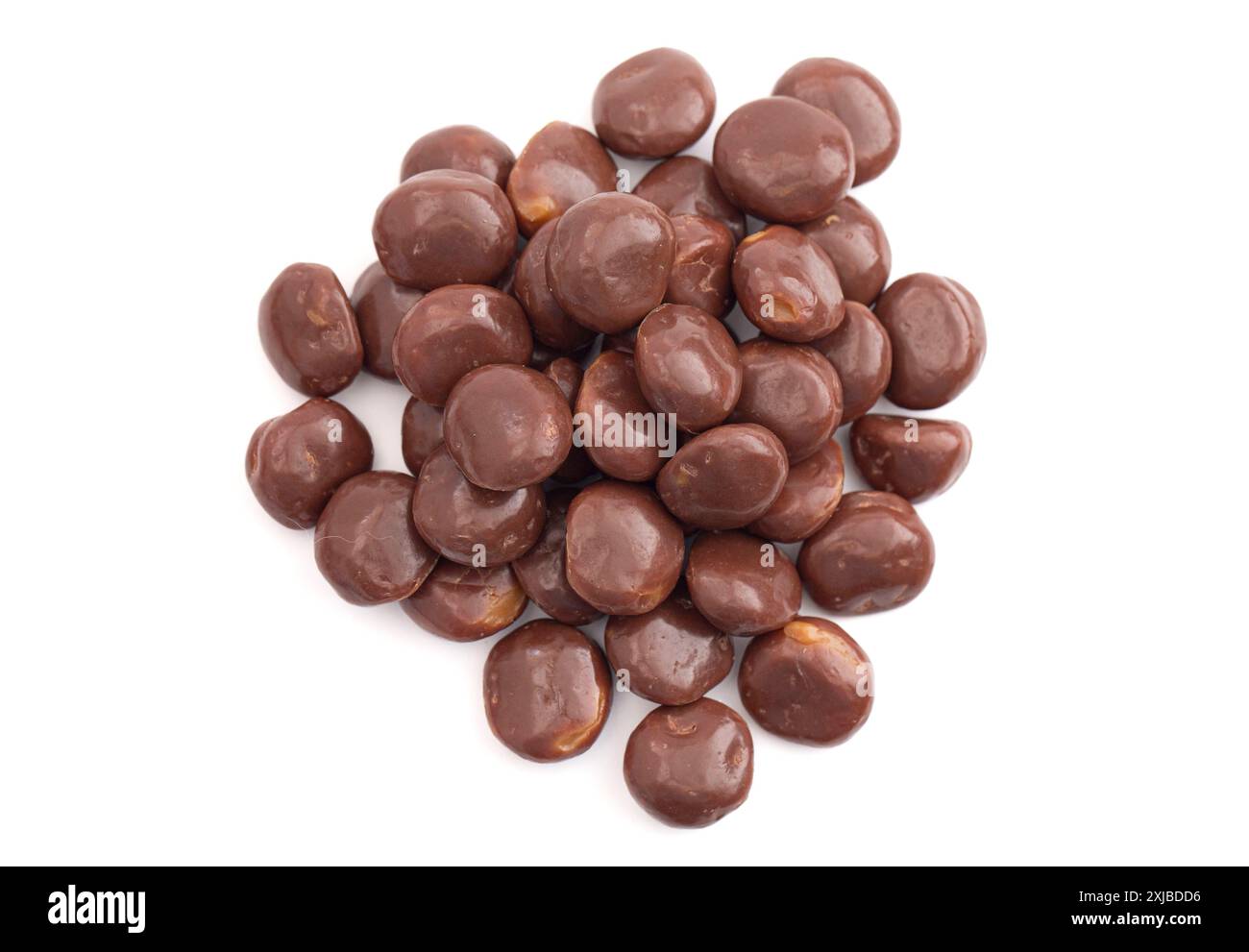 Sweet Chocolate Covered Caramel Disks Isolated on a White Background ...