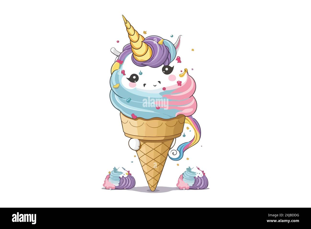 Unicorn Eat Ice Cream Vector Illustration Stock Vector Image & Art - Alamy