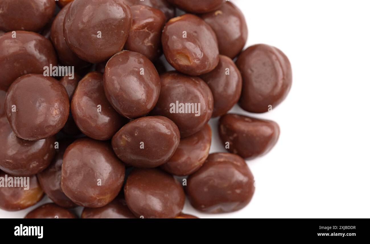 Sweet Chocolate Covered Caramel Disks Isolated on a White Background ...