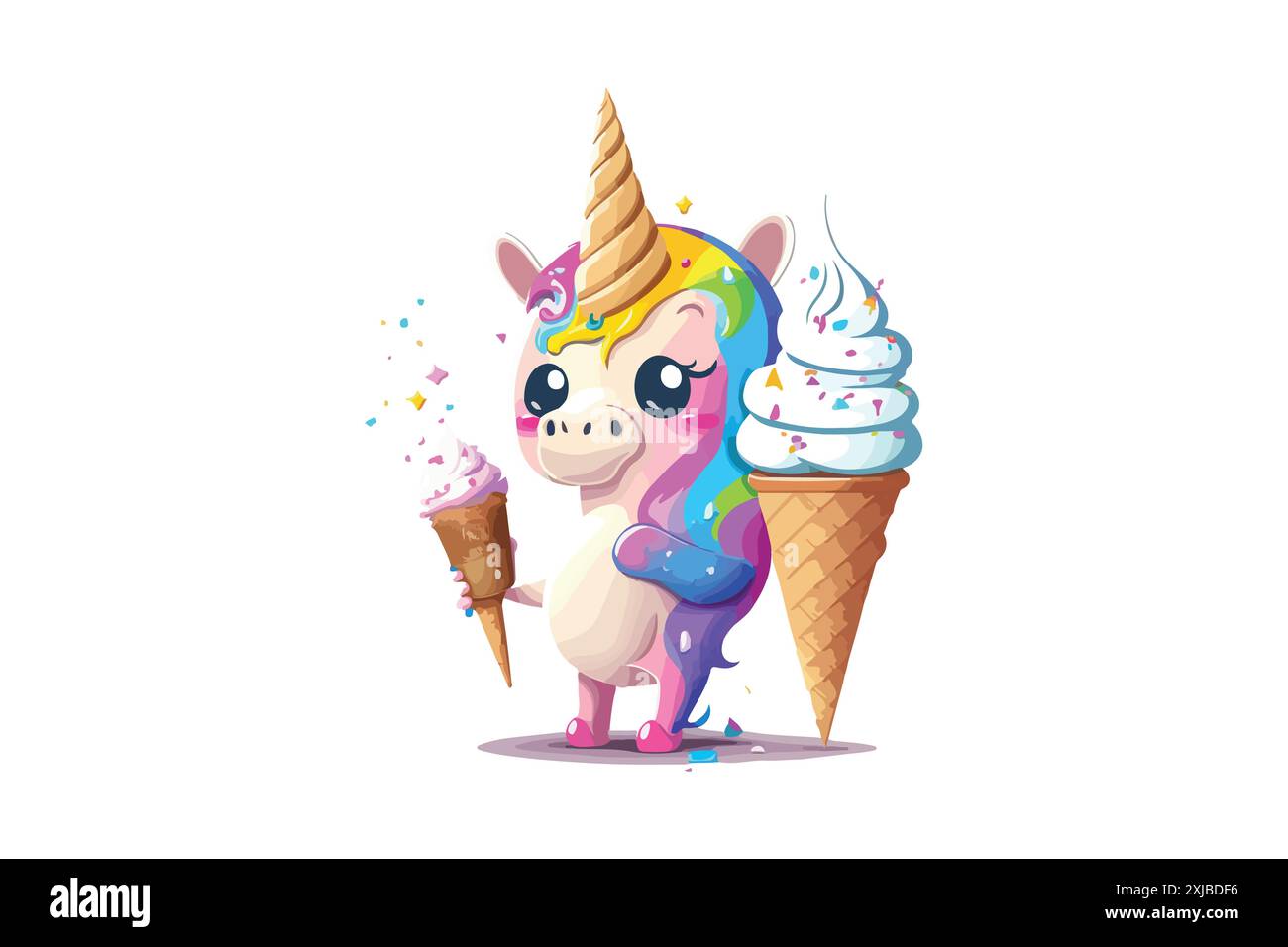 Unicorn Eat Ice Cream Vector Illustration Stock Vector Image & Art - Alamy
