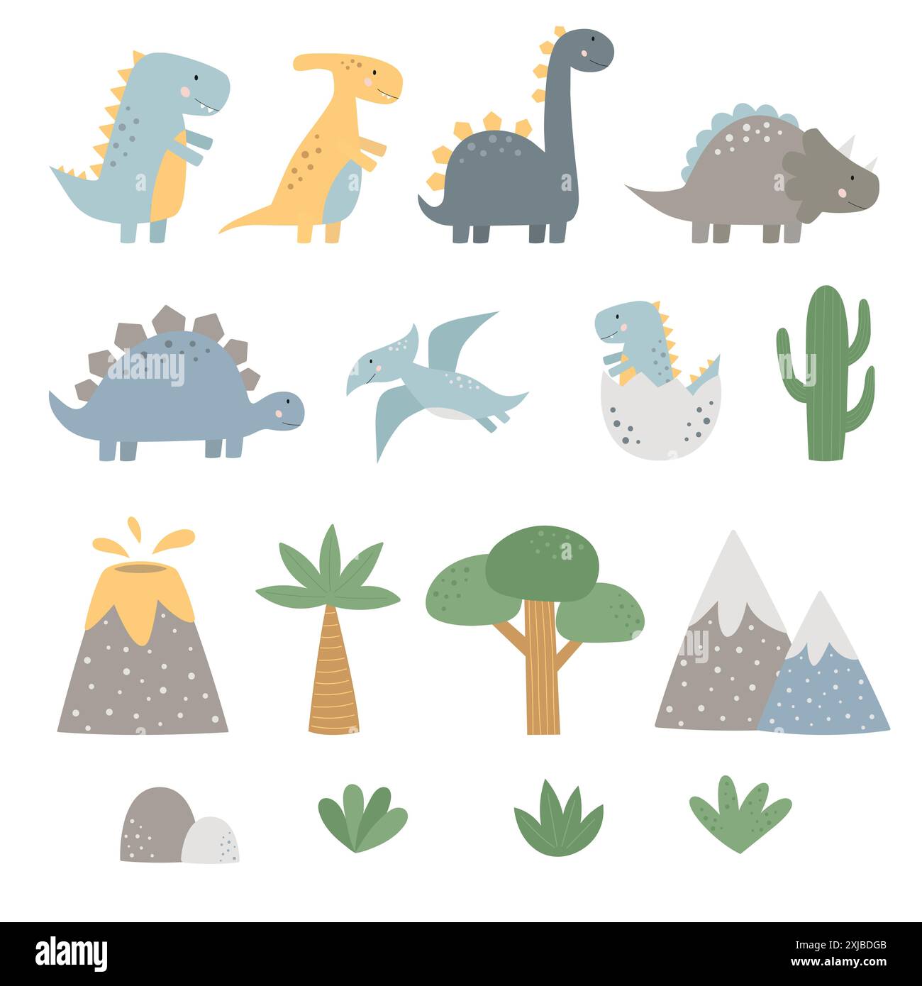 Cute dinosaur vector illustration set Stock Vector Image & Art - Alamy