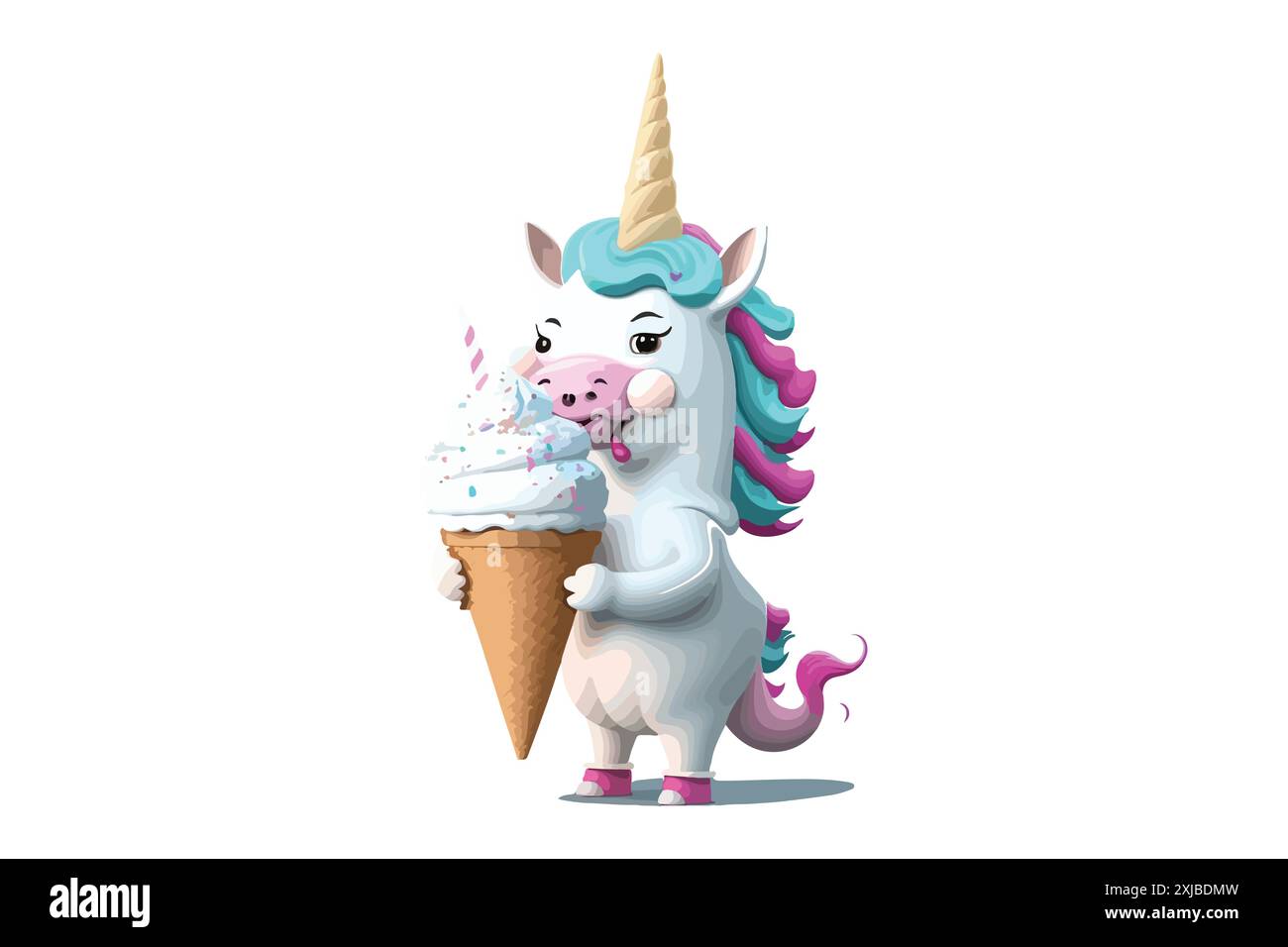 Unicorn Eat Ice Cream Vector Illustration Stock Vector Image & Art - Alamy