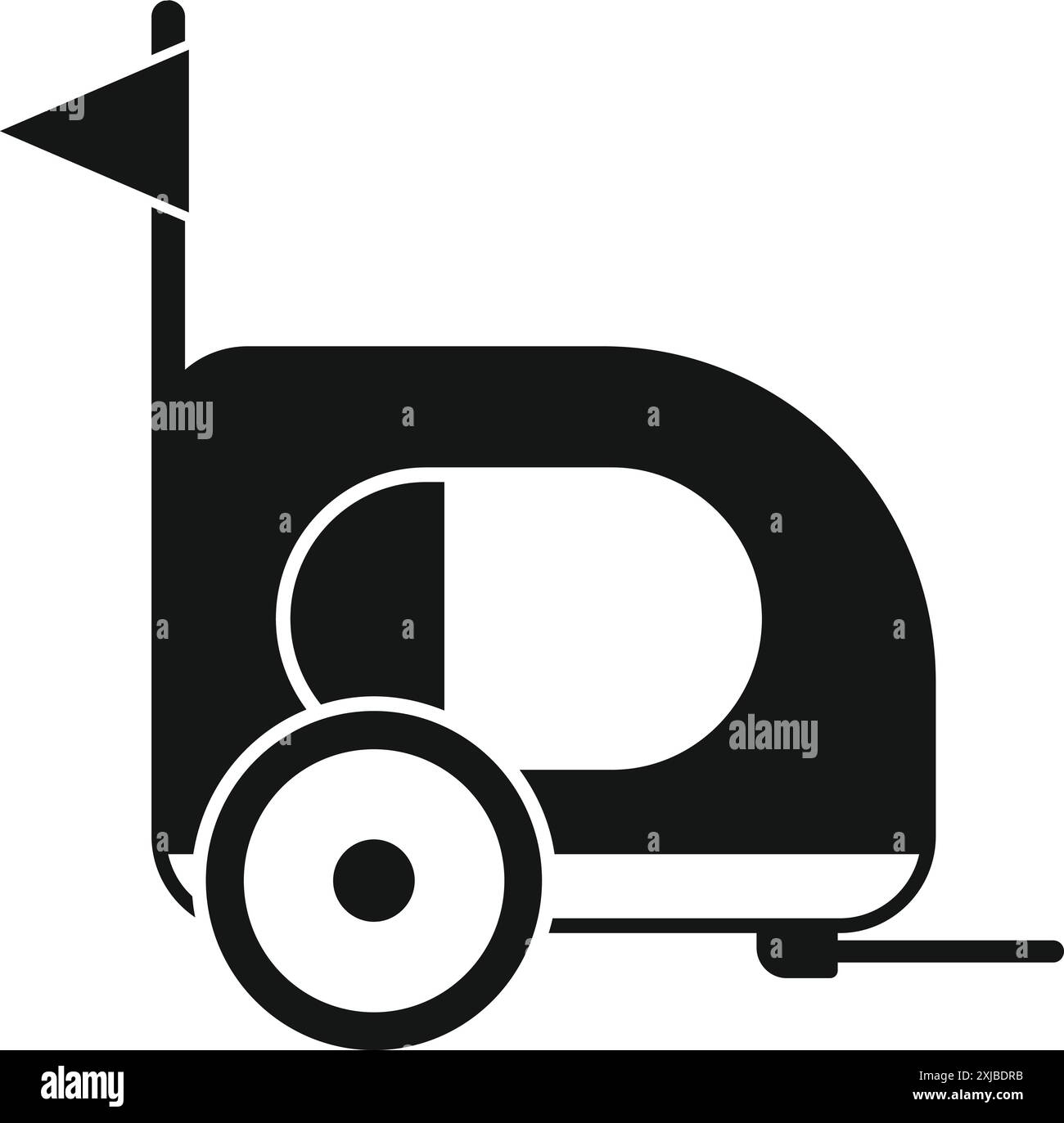 Black glyph icon for a bike trailer with a flag, perfect for ...