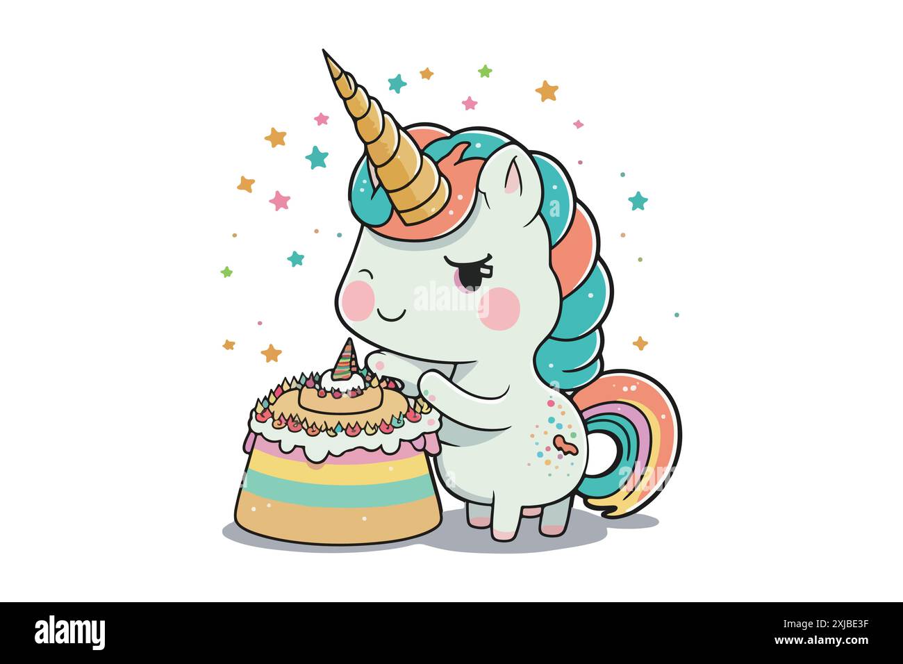 Unicorn Birthday Vector Illustration Stock Vector Image & Art - Alamy