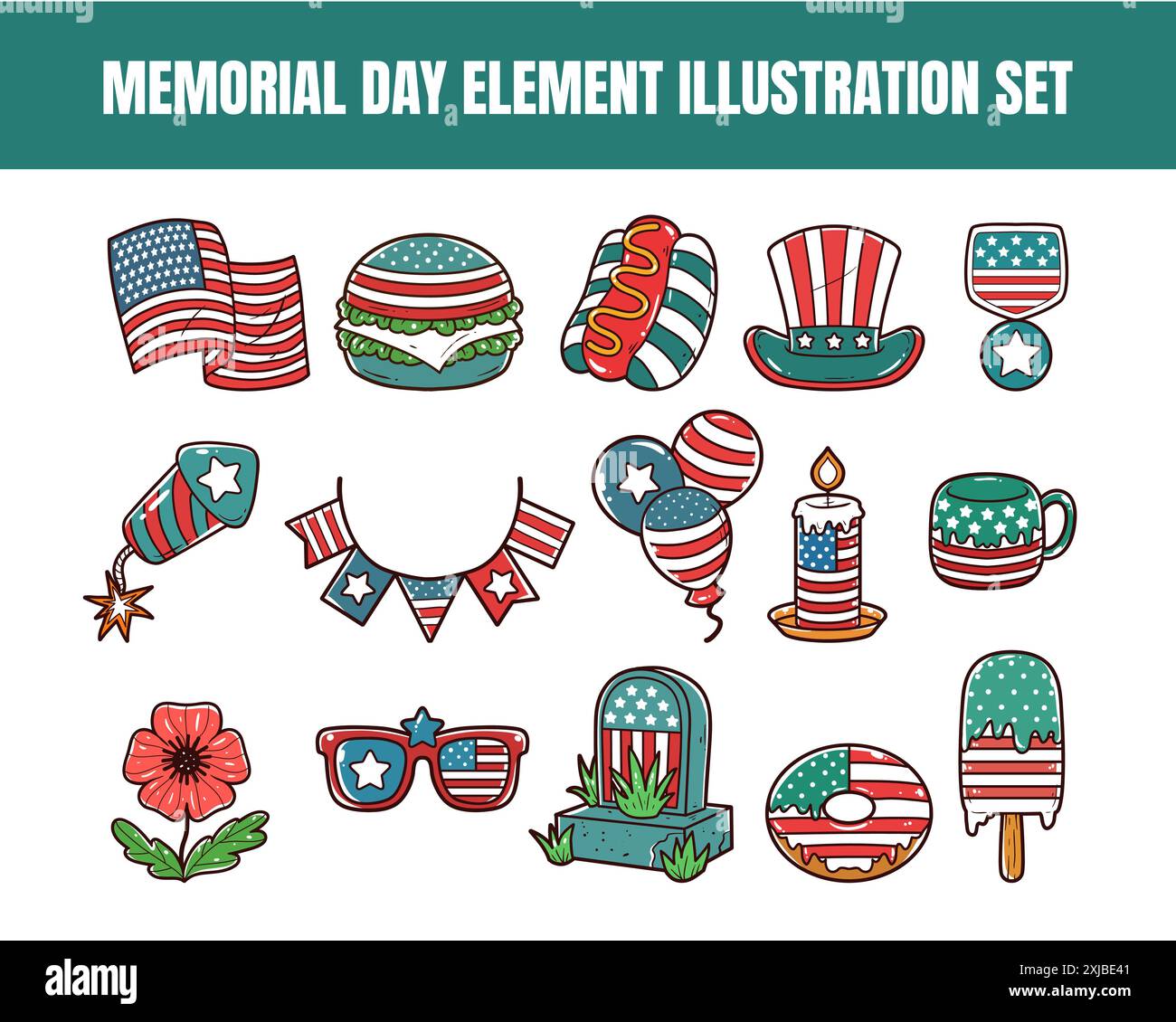 Memorial day element vector illustration set Stock Vector Image & Art ...