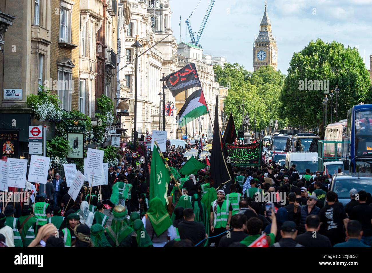 London, UK. 17 July 2024. The march enters Whitehall as tens of ...