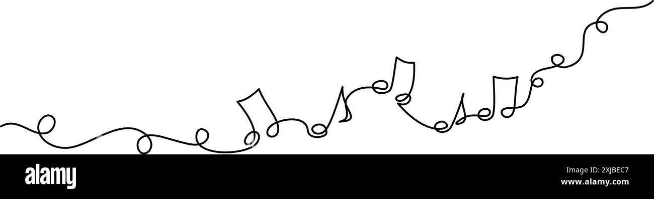 Musical notes. Horizontal web banner of music sound for music school ...