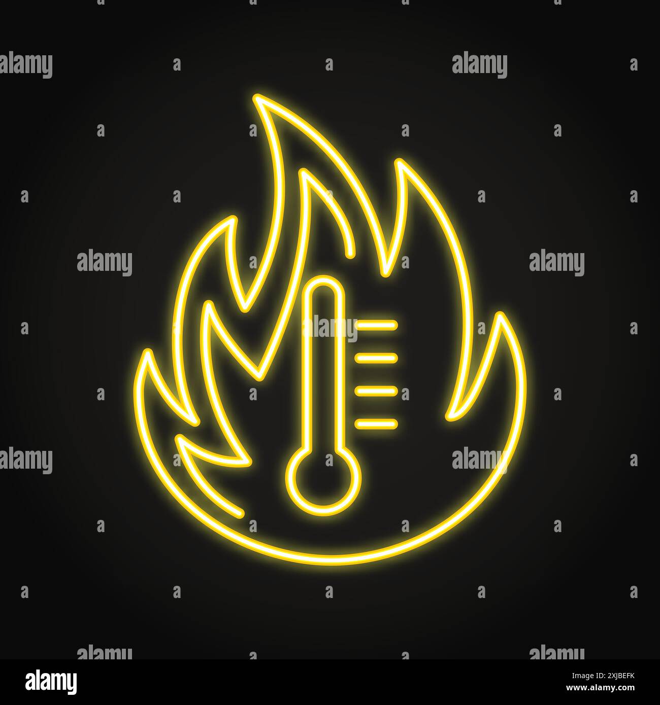 Extreme heat neon line icon. High temperature. Flame symbol with ...