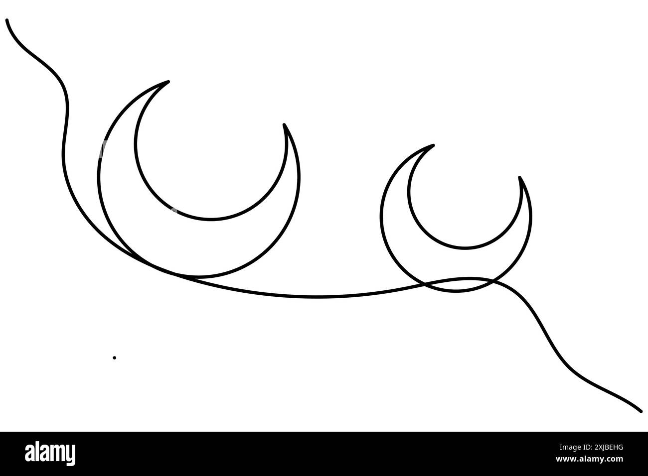 Moon continuous one line drawing of moon outline vector icon Stock ...