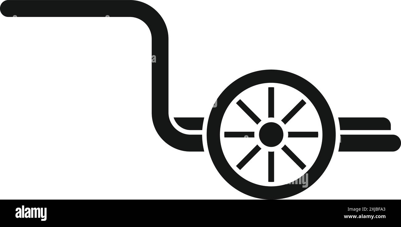 Black silhouette of a wheelbarrow presenting side view, isolated on a ...