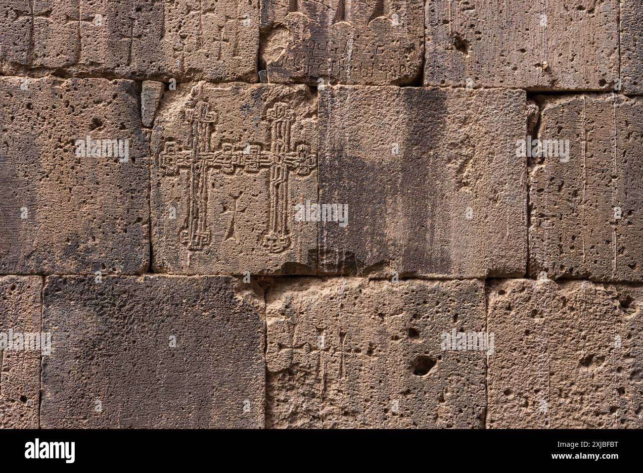 Tatev, Armenia - 03 September 2019: The Tatev Monastery walls with holy ...
