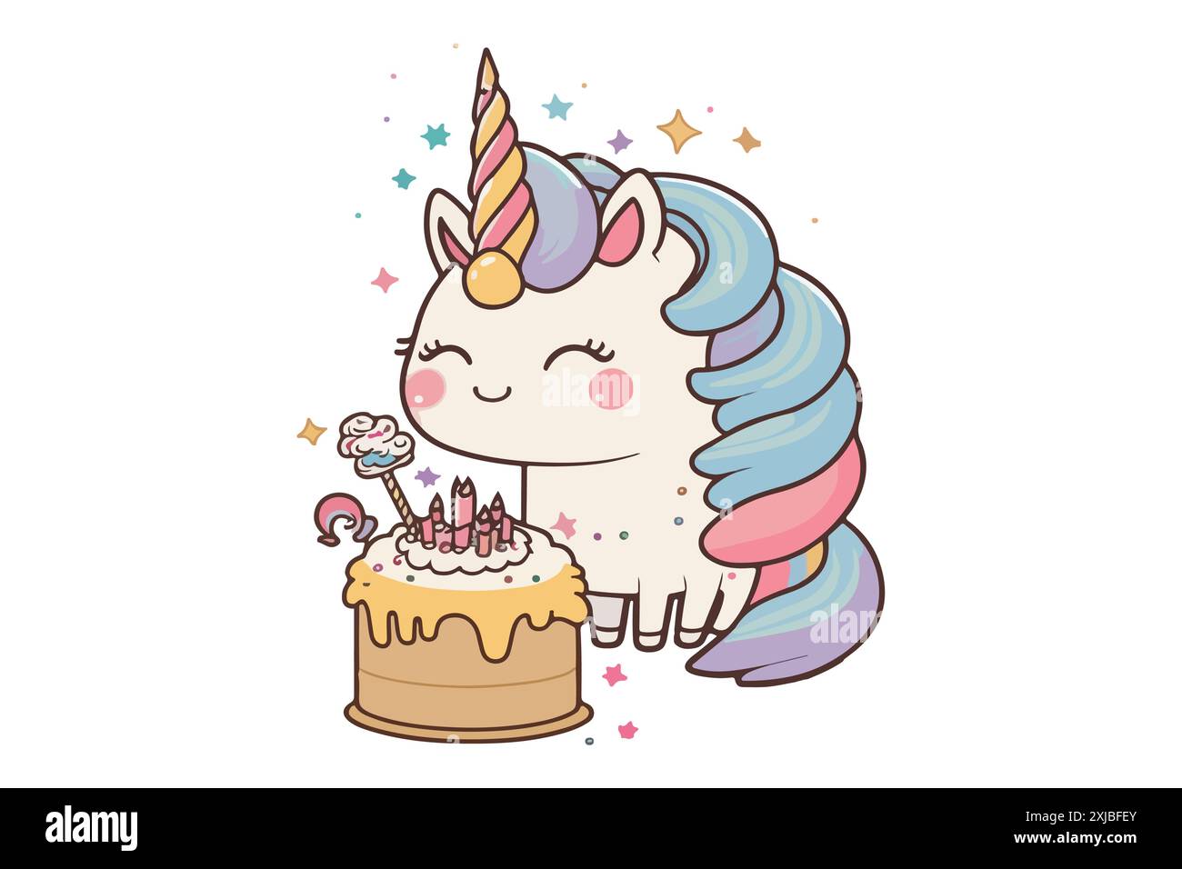Unicorn Birthday Vector Illustration Stock Vector Image & Art - Alamy