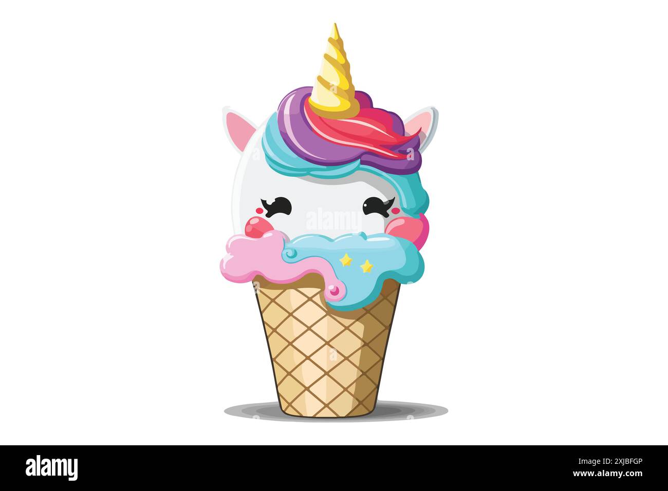 Unicorn Eat Ice Cream Vector Illustration Stock Vector Image & Art - Alamy