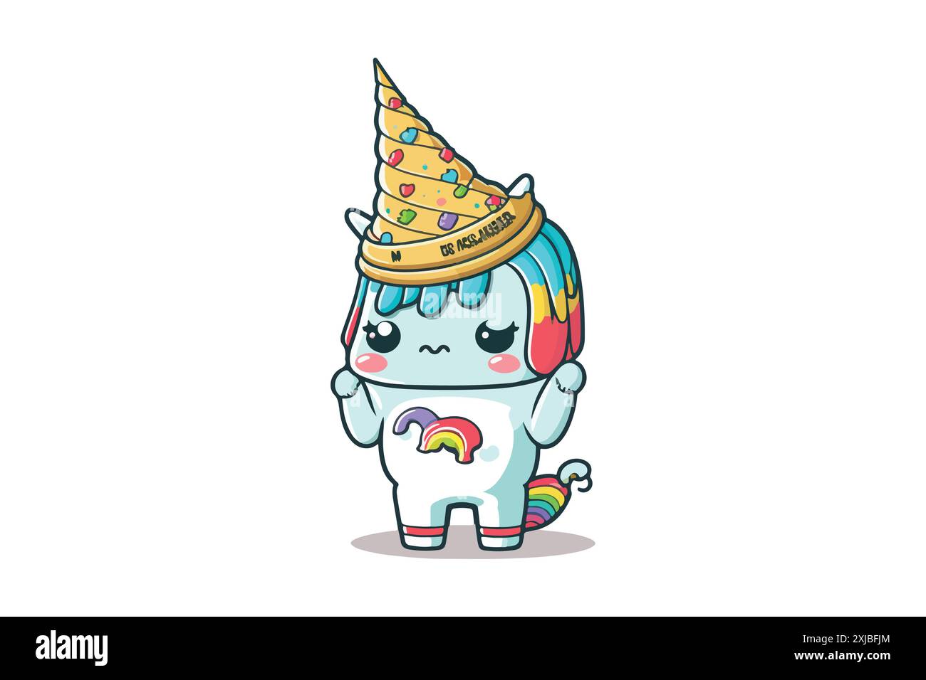 Unicorn Eat Ice Cream Vector Illustration Stock Vector Image & Art - Alamy