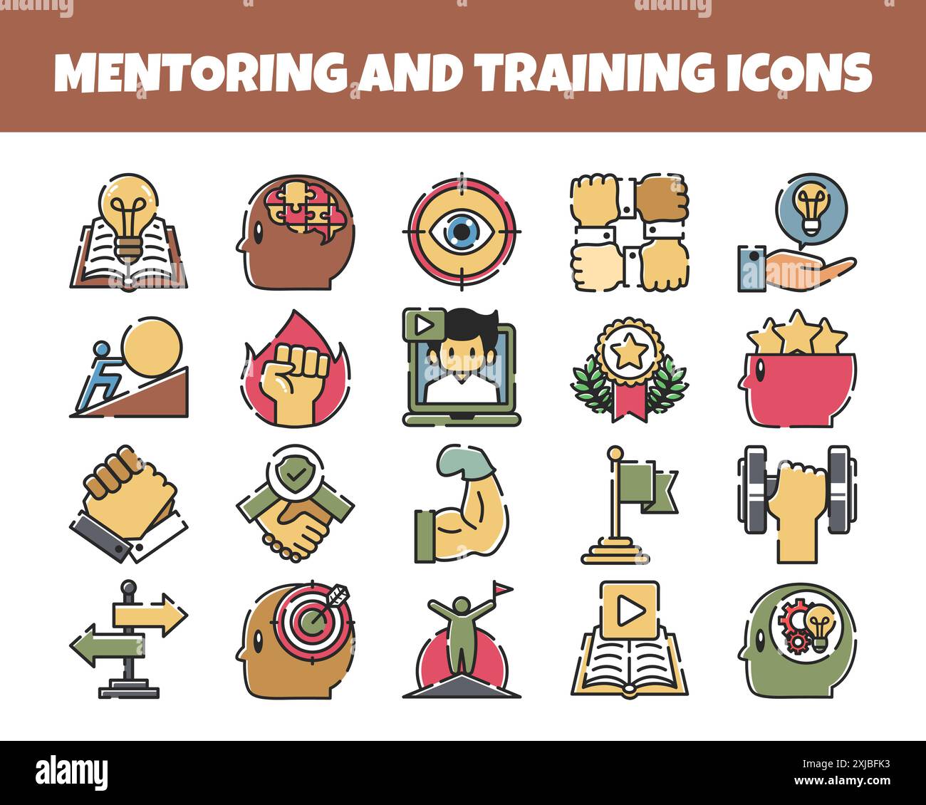 Mentoring and training icon vector set Stock Vector Image & Art - Alamy