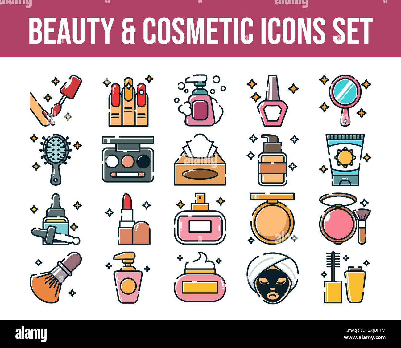 Beauty and cosmetic icons set vector illustration Stock Vector Image ...
