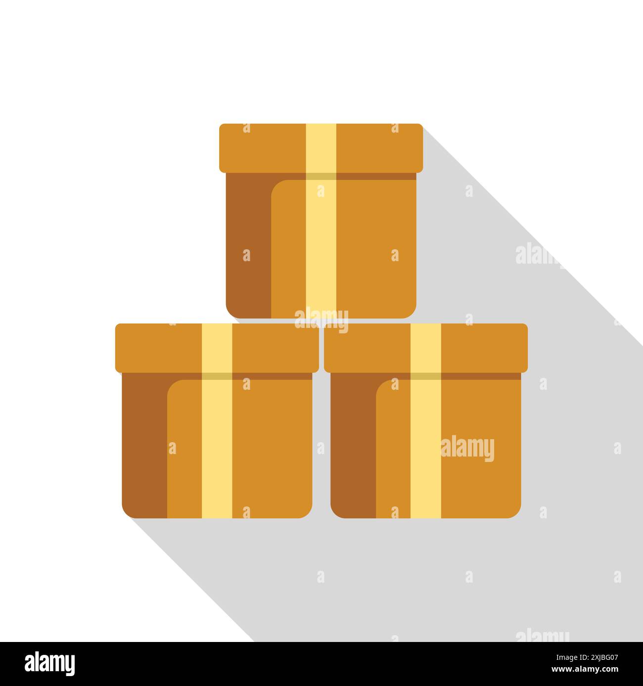 Three identical cardboard boxes are stacked, creating a pyramid shape ...