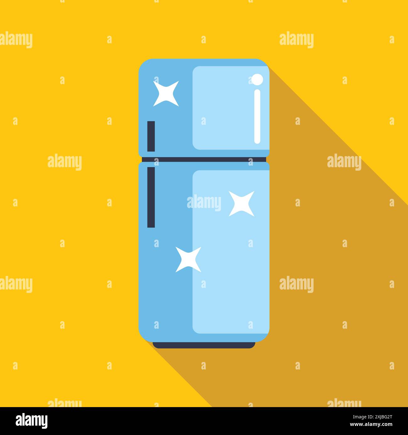 Blue refrigerator shining clean with sparkles, representing cleanliness ...