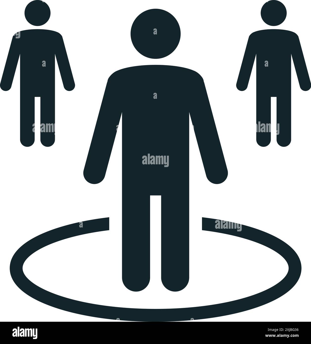 Icon of a leader standing out from the crowd inside a circle ...