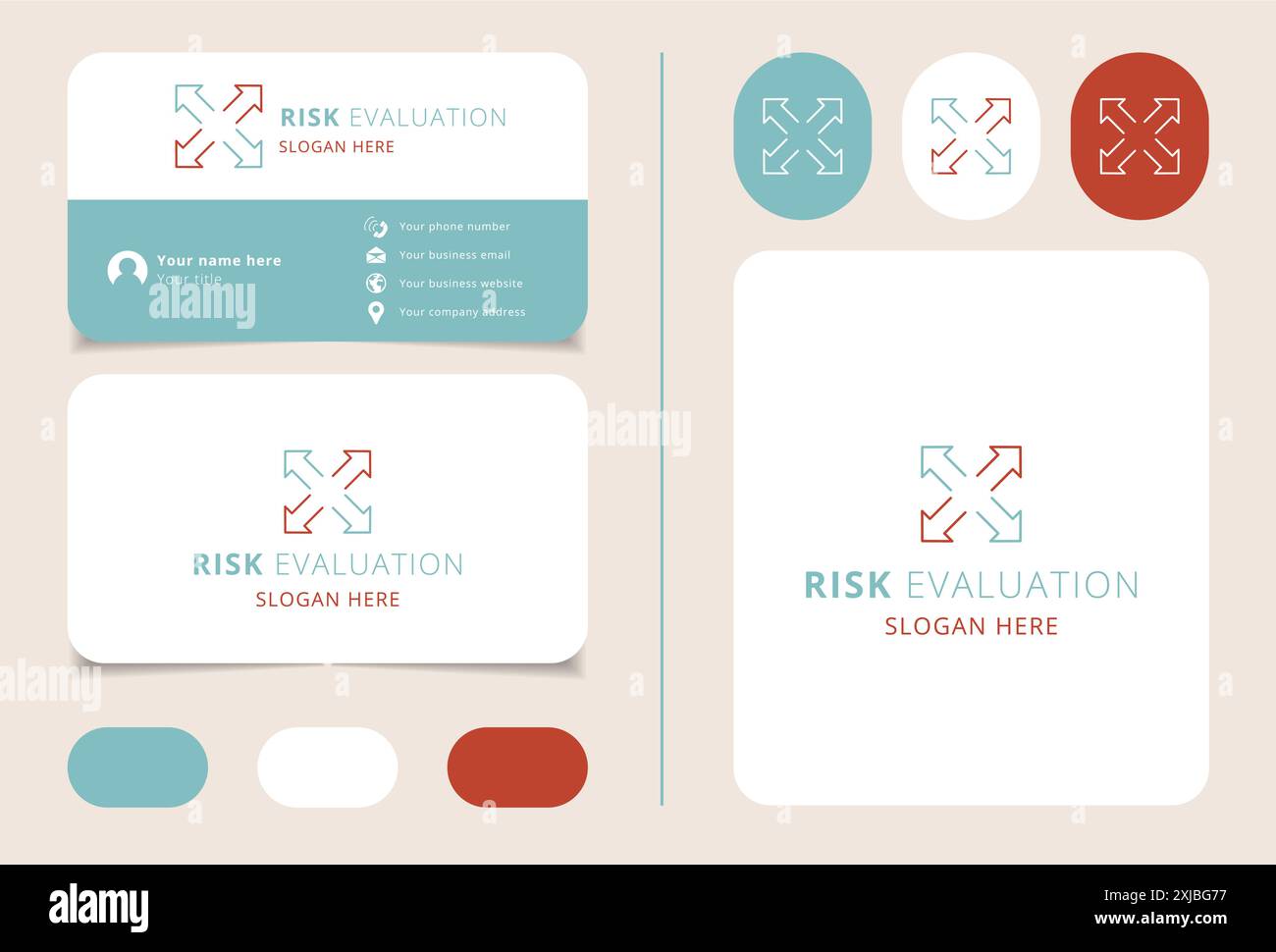 Risk evaluation logo design featuring arrows pointing to center of ...