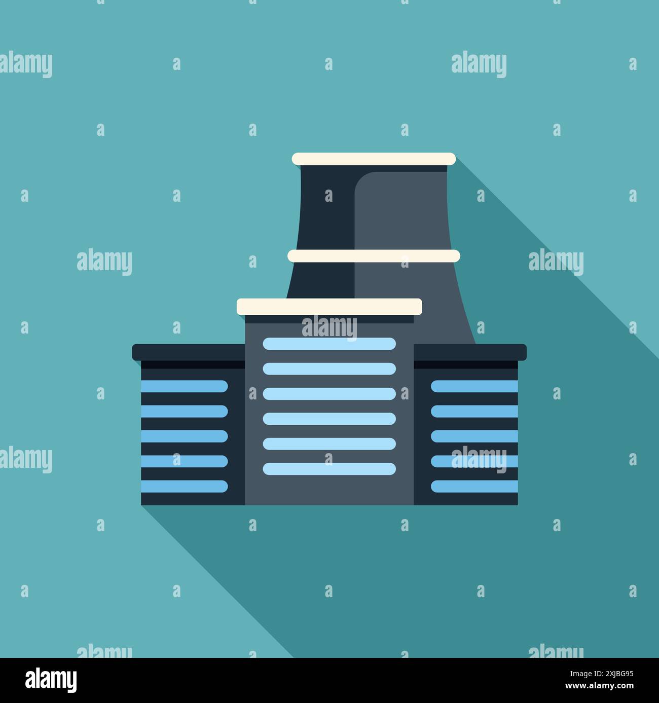 Nuclear power station generating electricity with cooling towers ...
