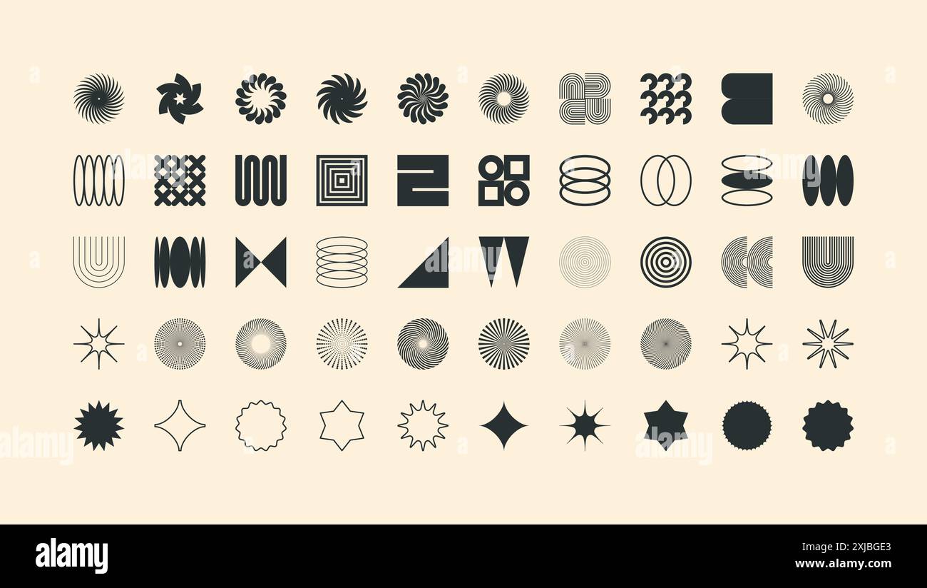 Brutalist geometric shapes, modern symbols. Simple primitive elements ...