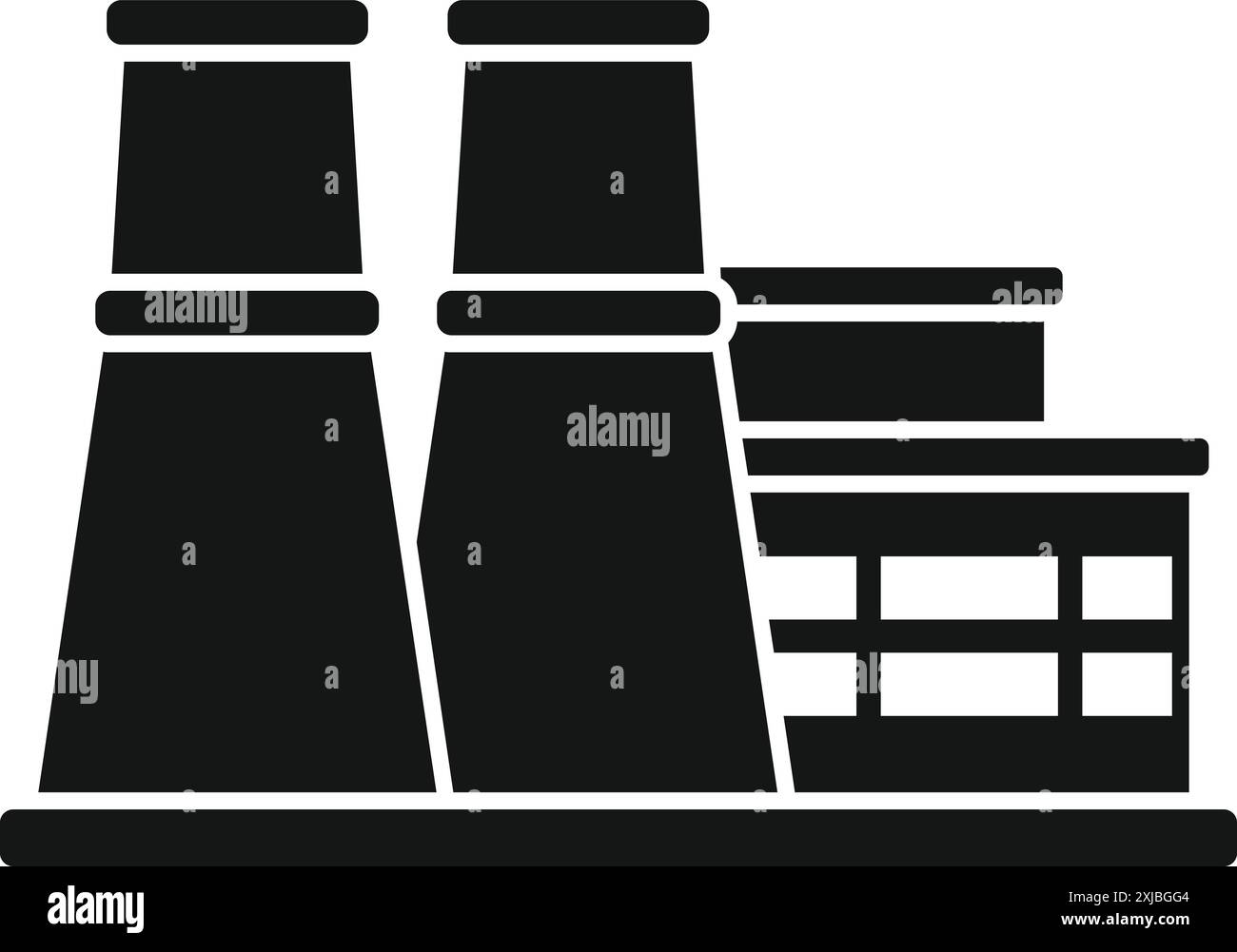 Black silhouette of a power plant generating electricity, a symbol of ...