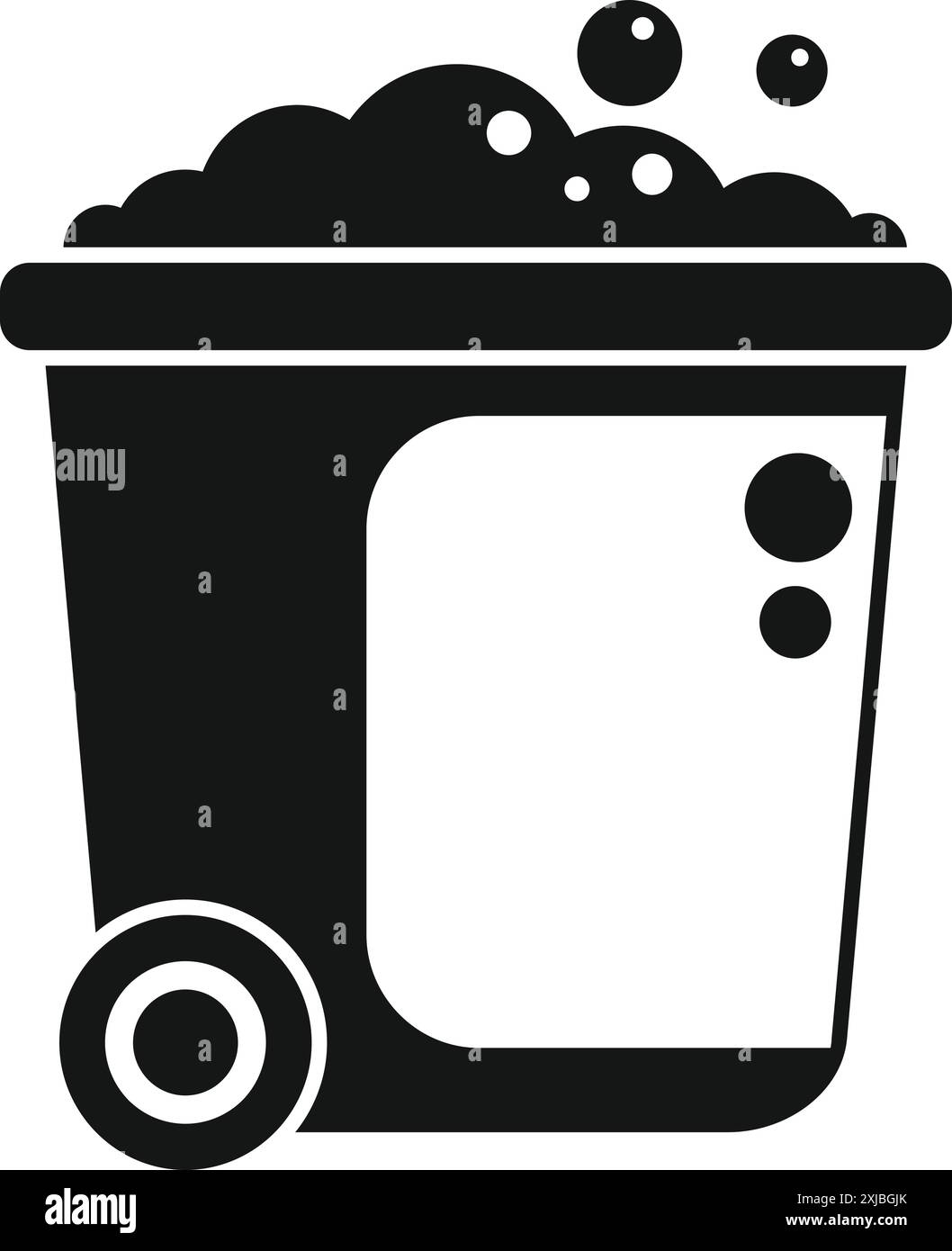 Black and white icon of a garbage container overflowing with soap ...