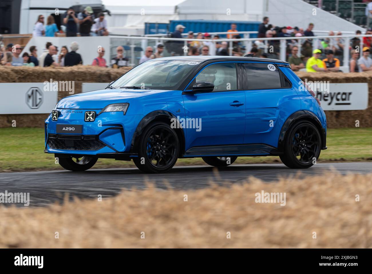 2024 Alpine A290 car driving the hill climb track at the Goodwood ...