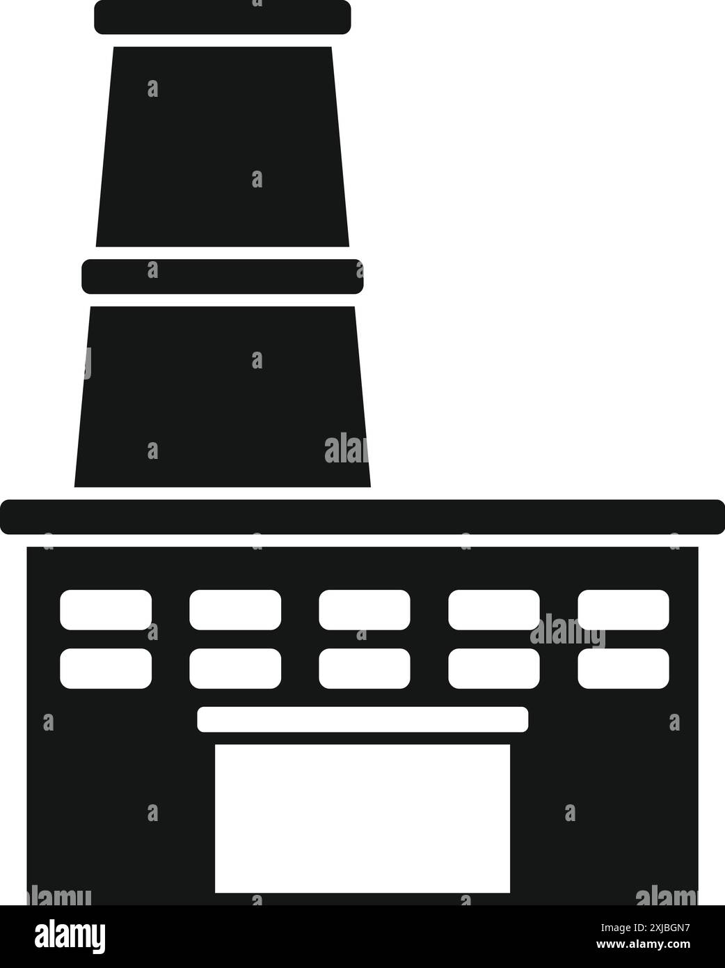 Big industrial factory building with smoking chimney for processing and ...