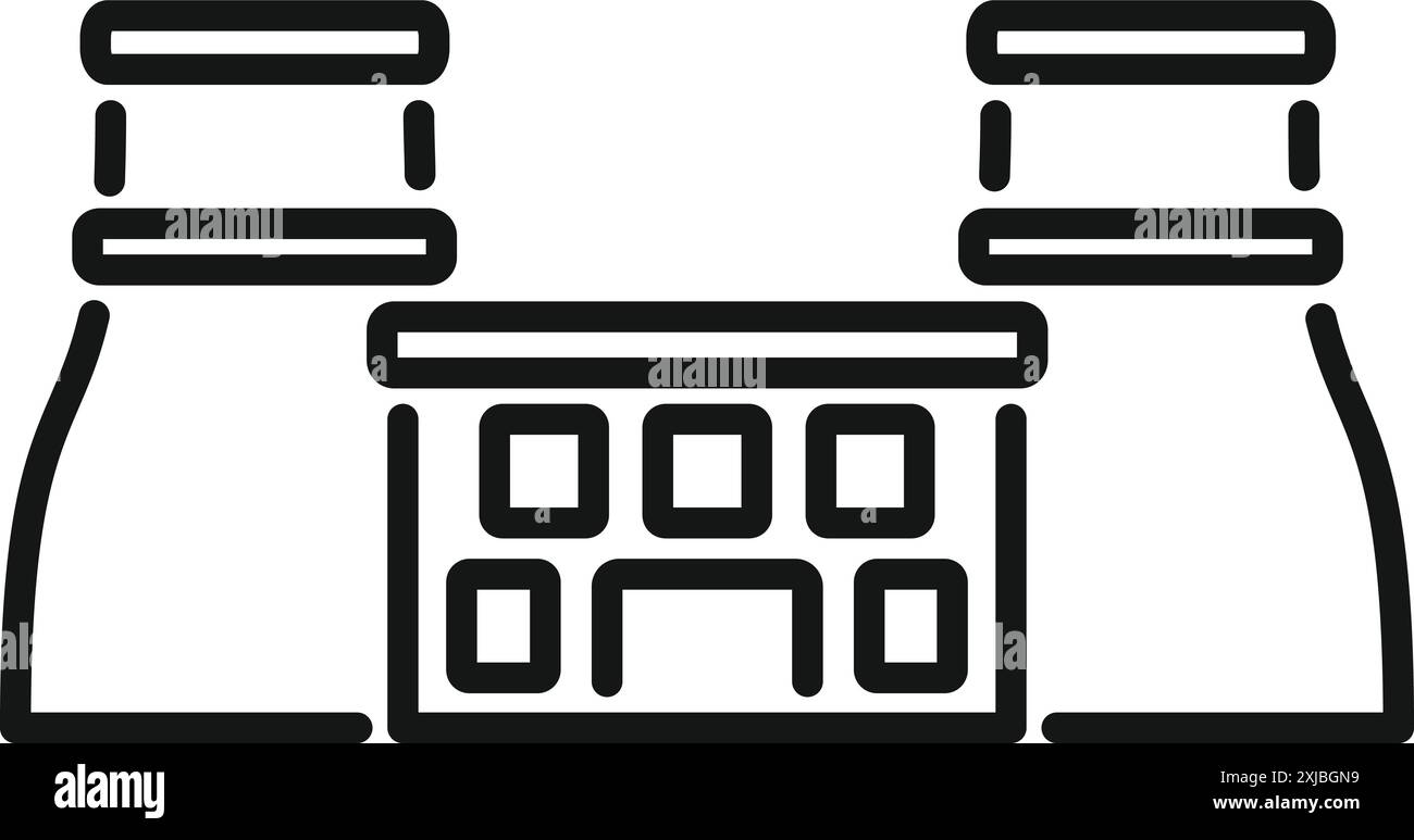 Simple line drawing of a nuclear power plant generating electricity ...