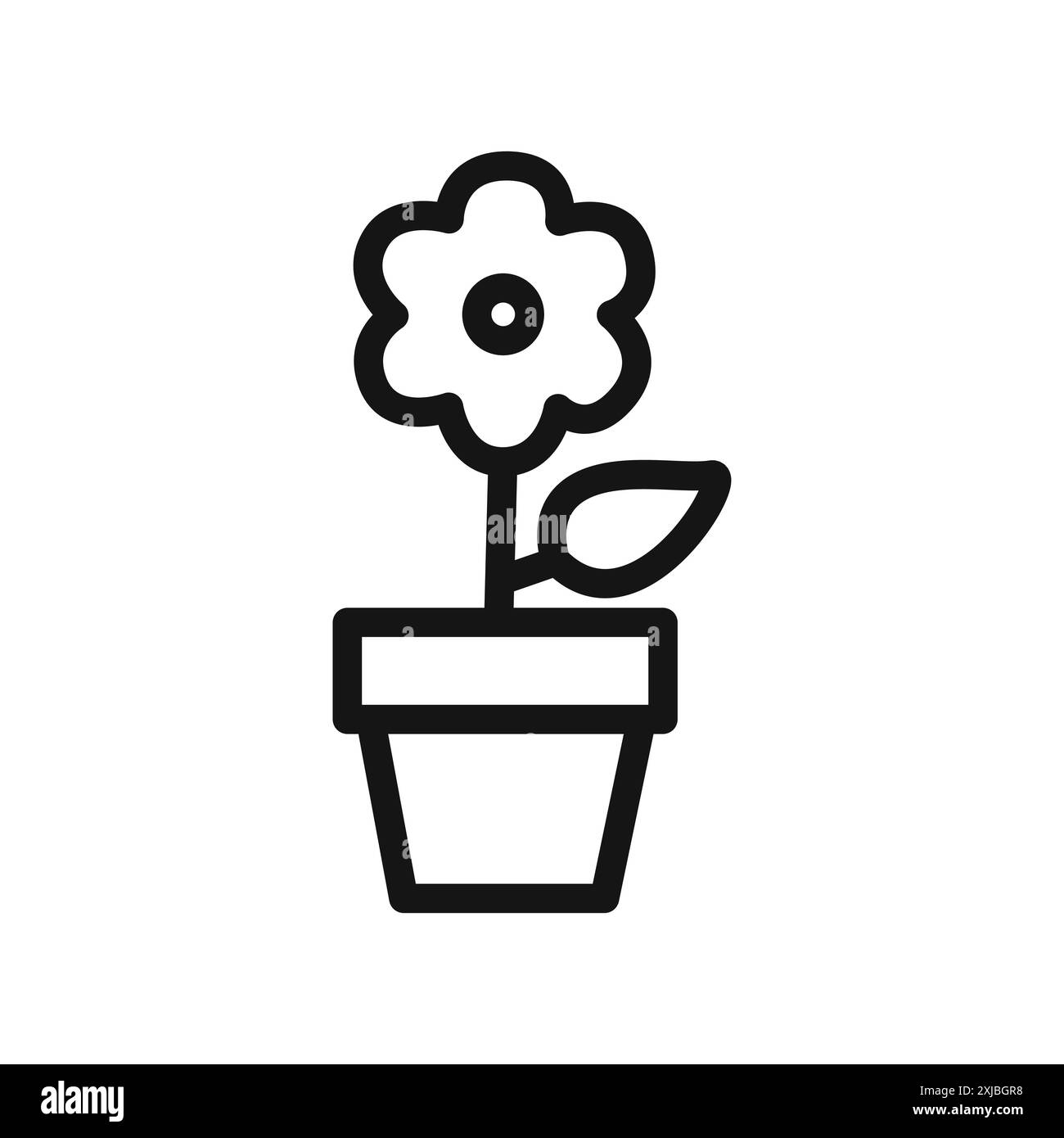 Flower in pot icon linear vector graphics sign or symbol set for web ...