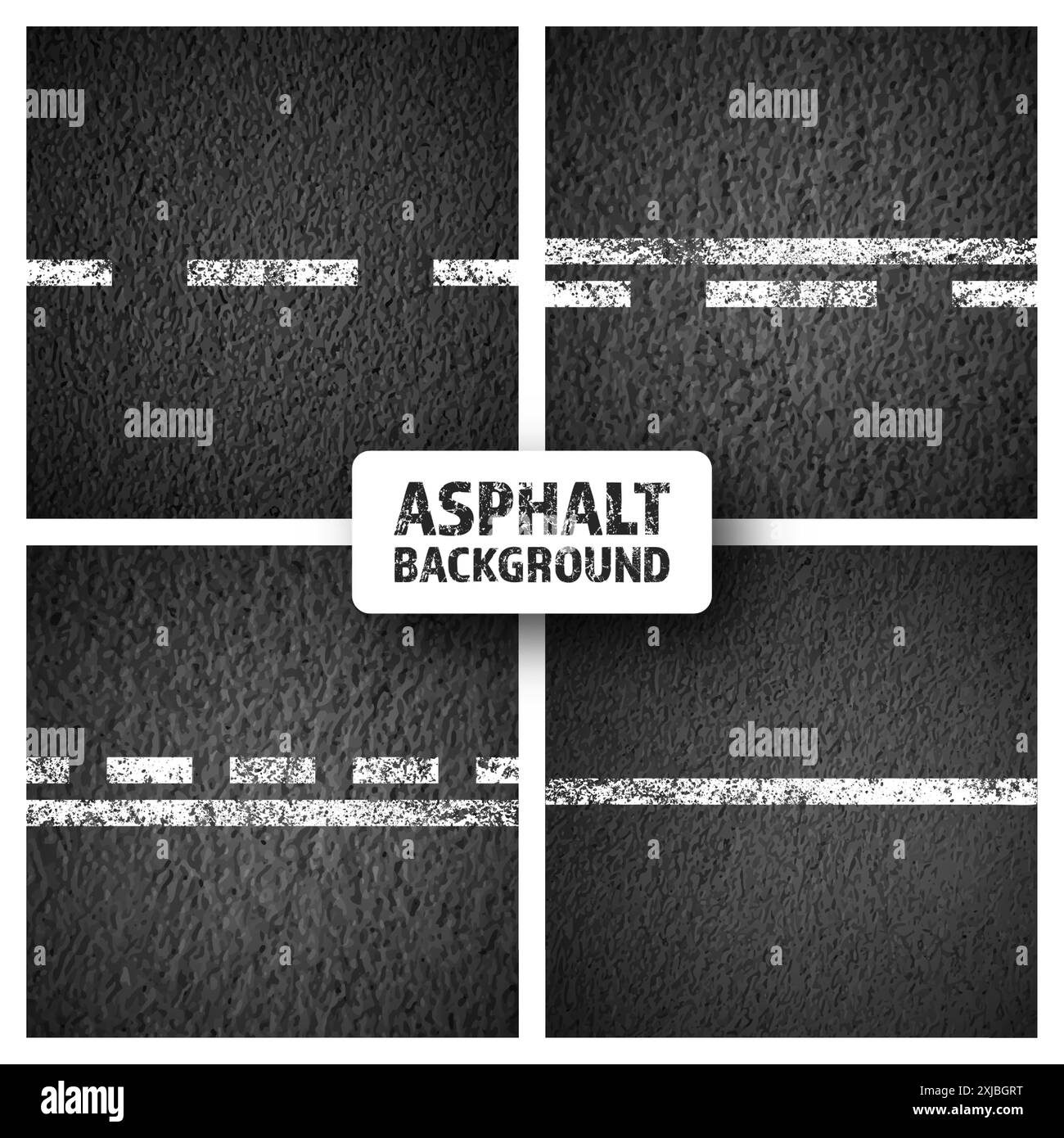 Asphalt road with white cracked lane marking, concrete highway surface ...