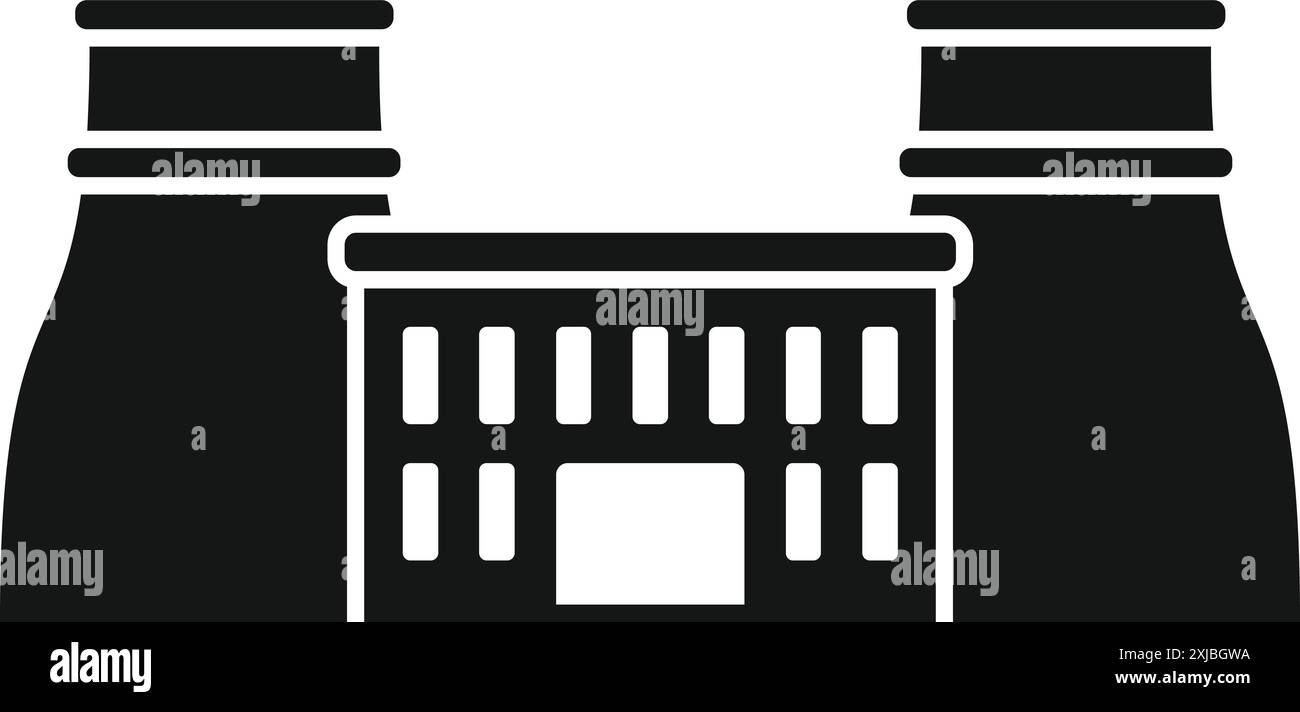 Simple icon representing a nuclear power plant generating electricity ...