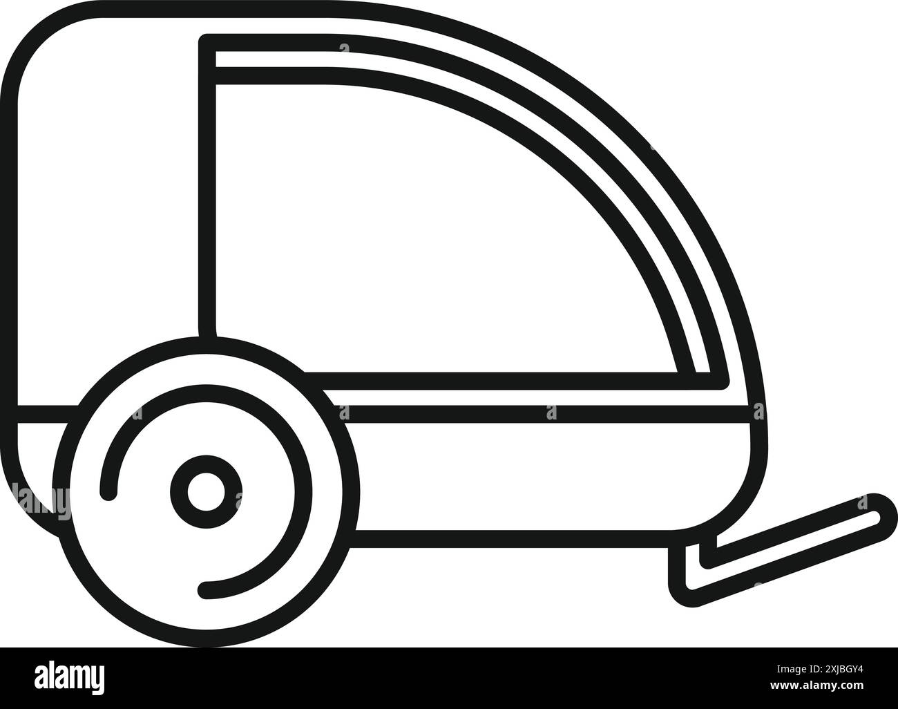 Simple black and white line drawing of a bicycle trailer for carrying ...