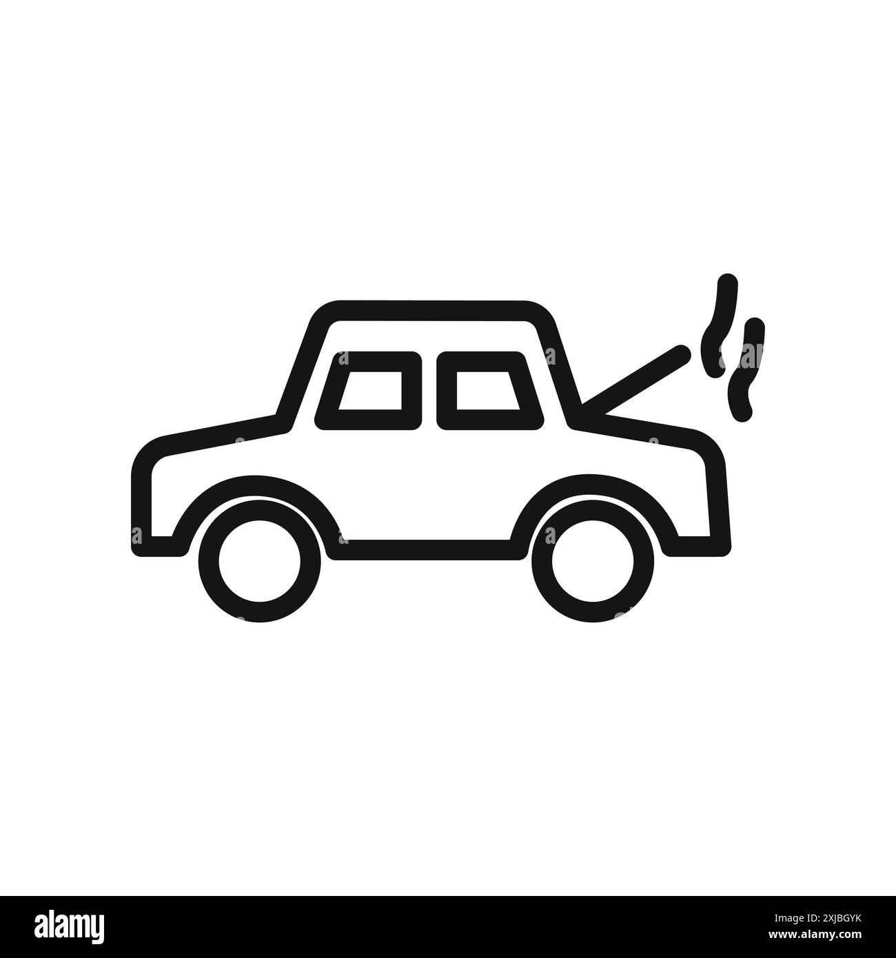 Broken car with open hood icon linear vector graphics sign or symbol set for web app ui Stock ...