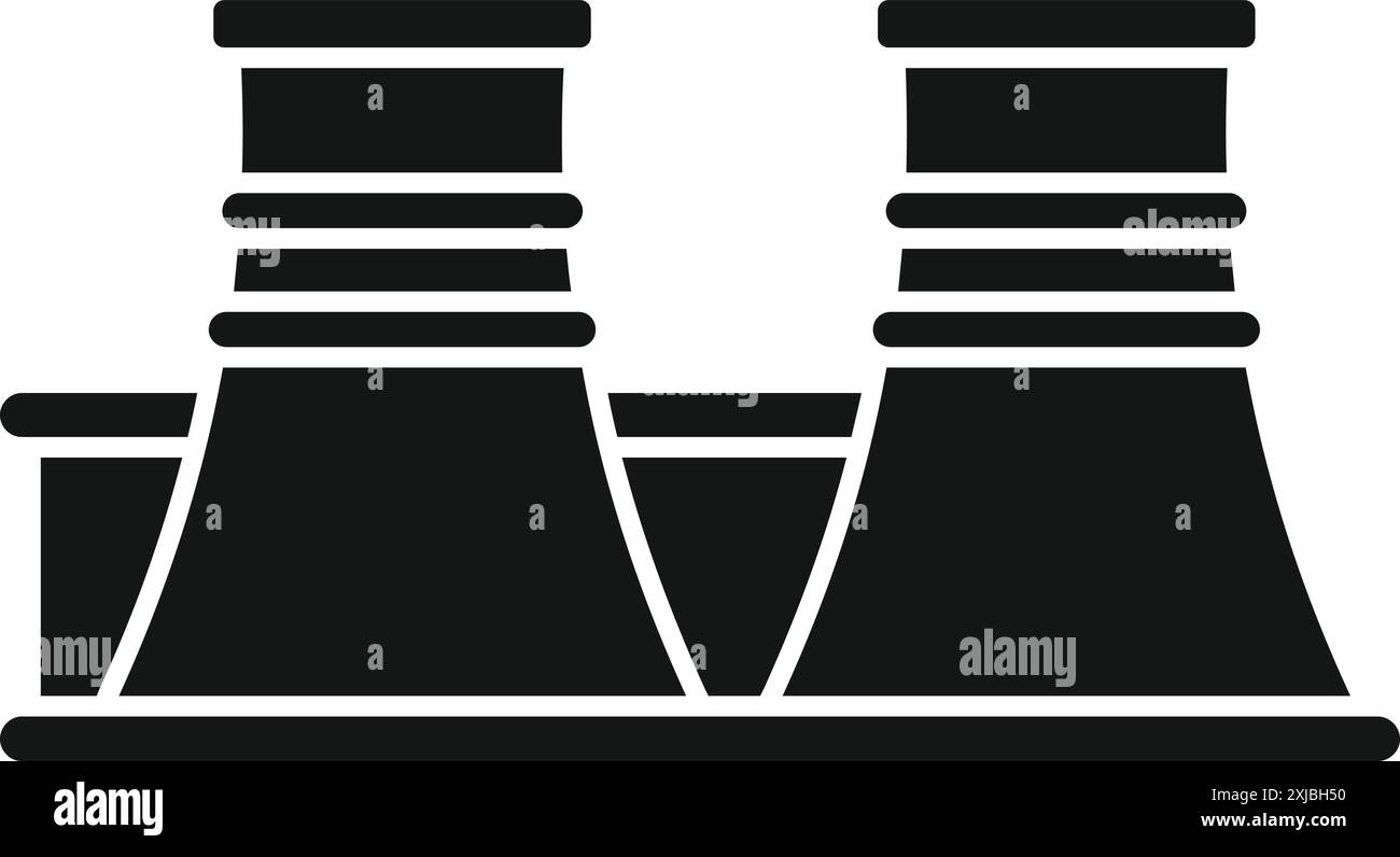 Black silhouette of a nuclear power plant generating electricity Stock ...