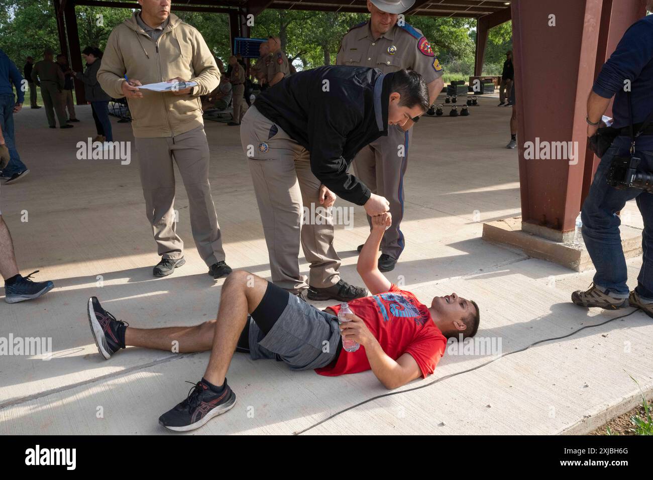 Texas Department of Public Safety state troopers take part in physical ...