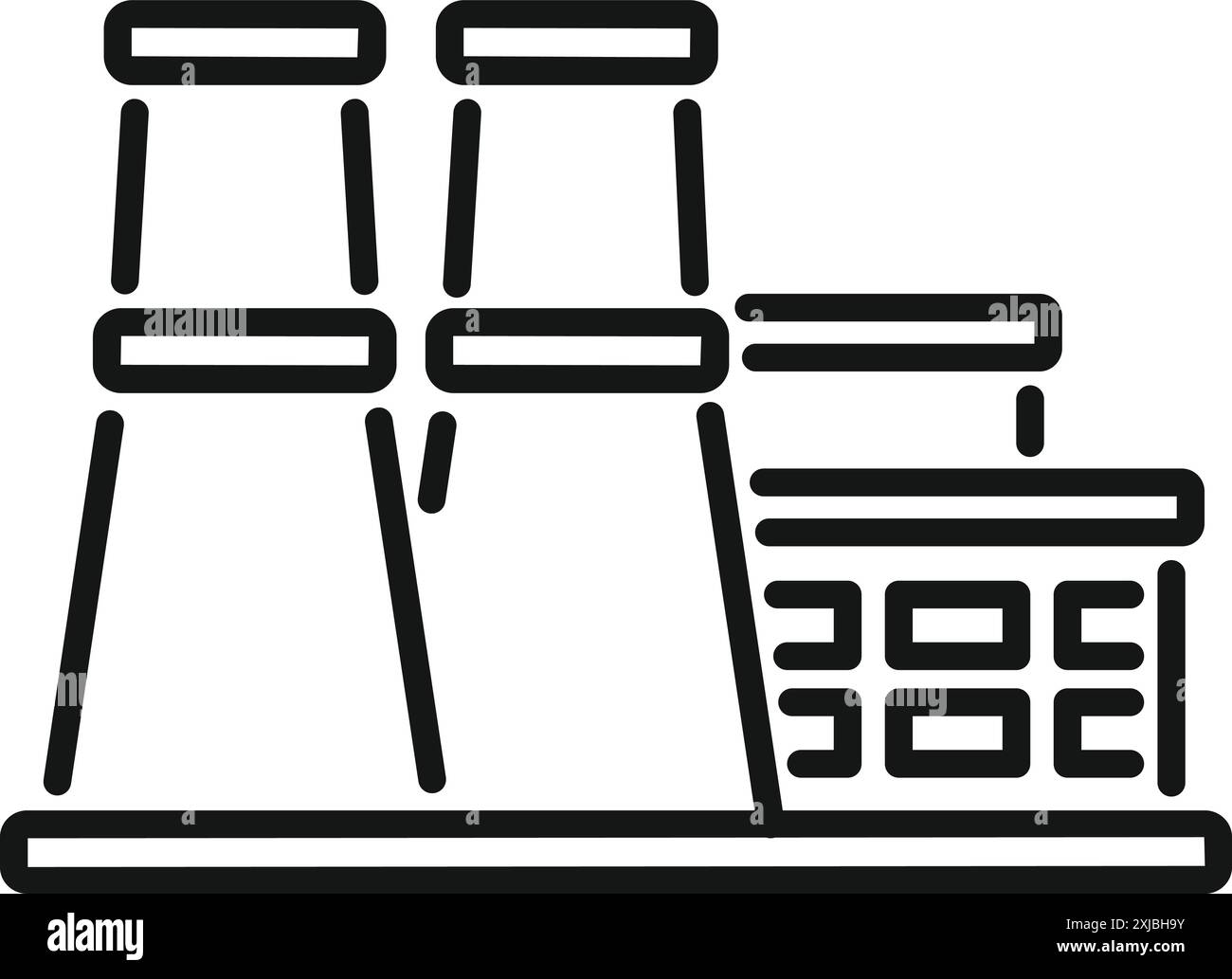 Line drawing of a nuclear power plant generating electricity from ...