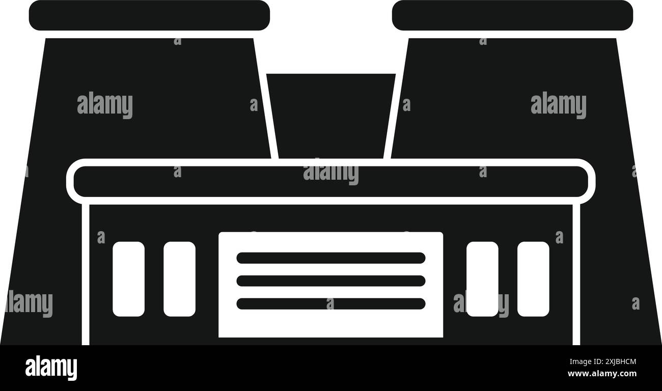 Simple icon of a large industrial power plant building generating ...
