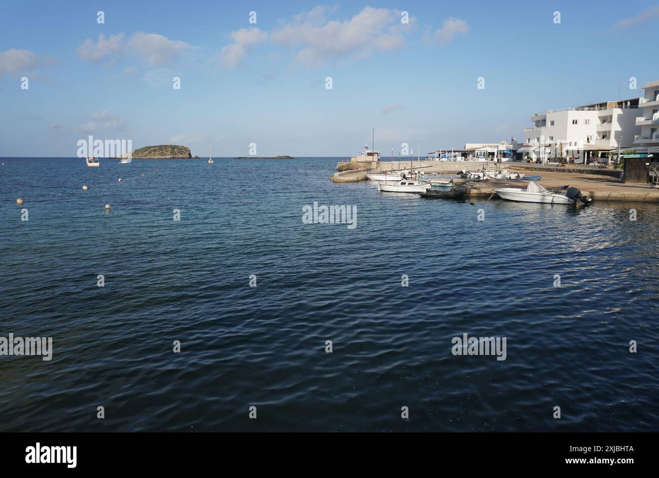 The seafront of Es Cana or Es Canar in Ibiza, Spain Stock Photo - Alamy