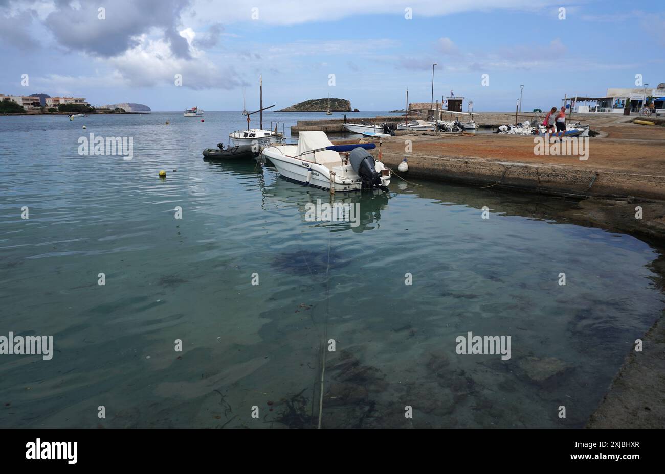 The seafront of Es Cana or Es Canar in Ibiza, Spain Stock Photo - Alamy