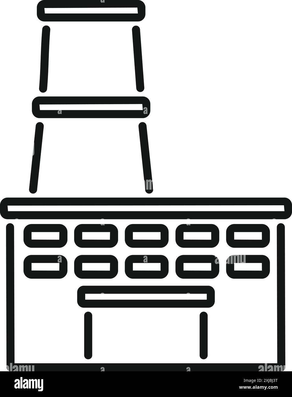 Line drawing of a nuclear power plant building with a tower ...