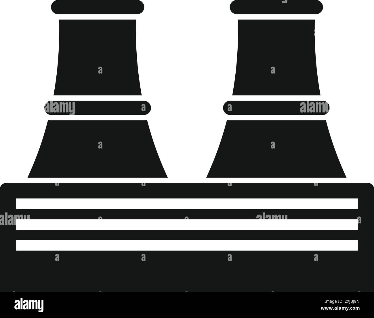 Silhouette of a nuclear power plant cooling towers, a symbol of energy ...