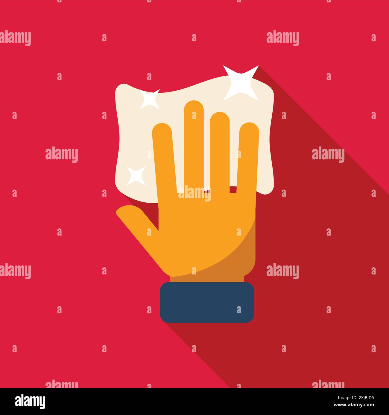 Illustration of a hand holding a cleaning cloth, wiping a surface and ...