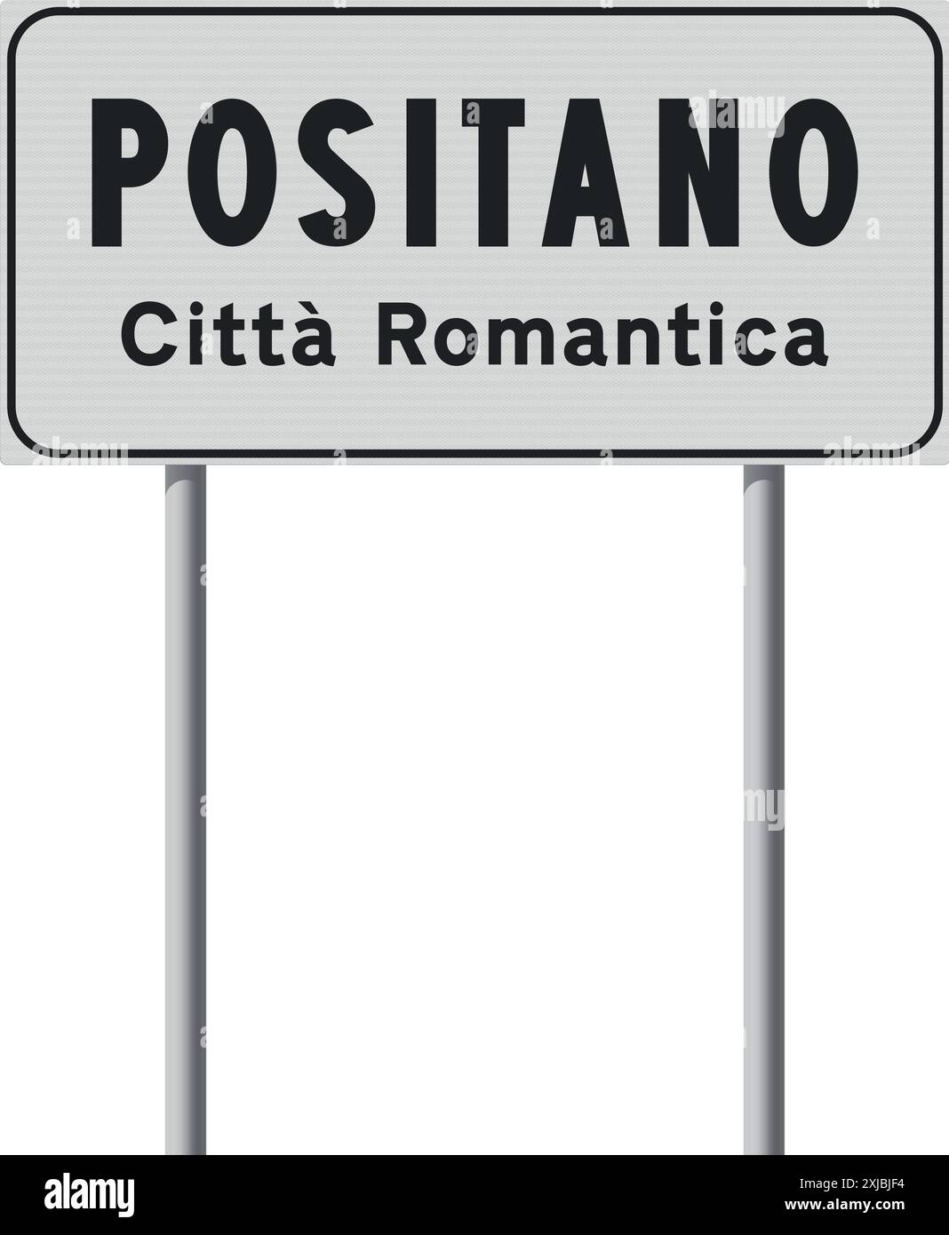 Vector illustration of the City of Positano (Italy) entrance white road ...