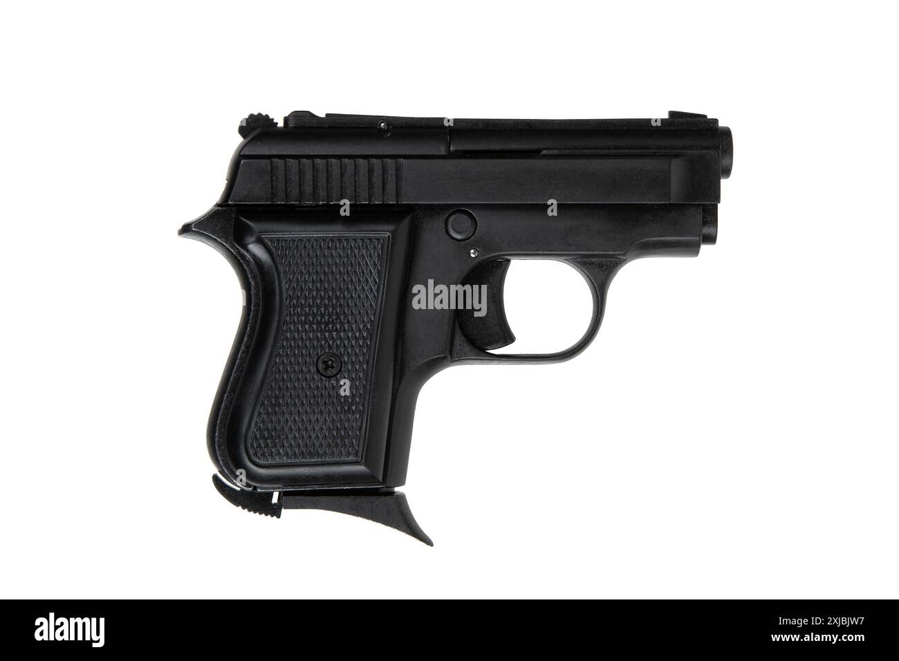 Modern semi-automatic pistol. Small short-barreled weapon for concealed ...