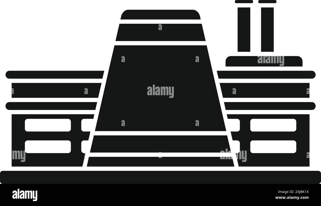 Glyph icon illustration of a chemical plant building processing and ...